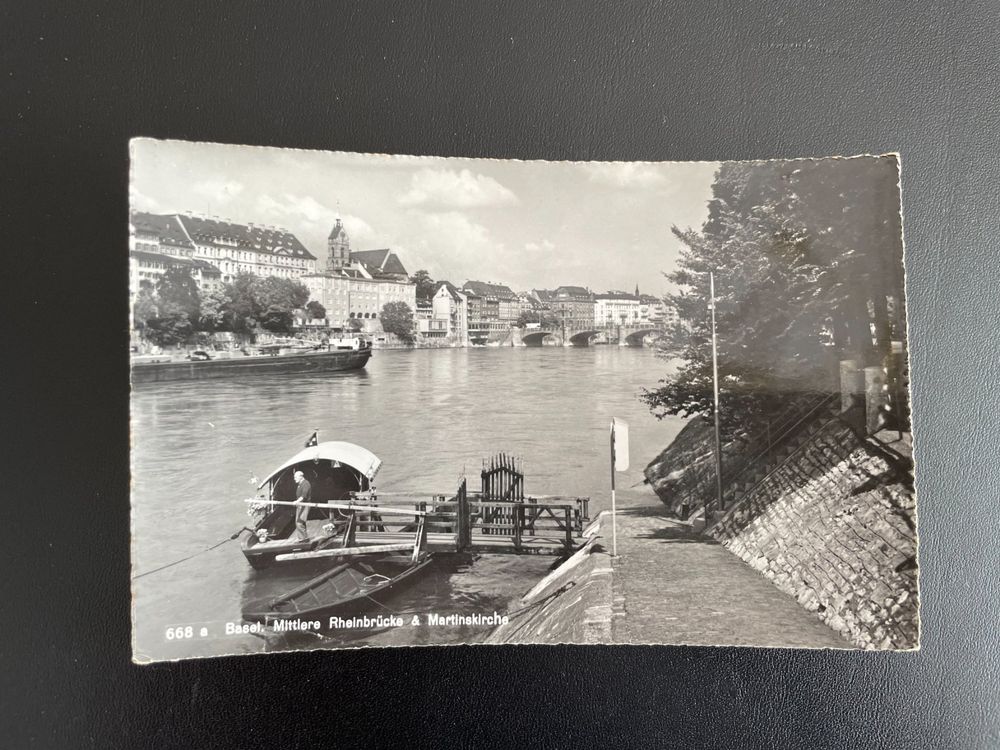 AK BS Basel, Mittlere Rheinbrücke und Martinskirche | Kaufen auf Ricardo