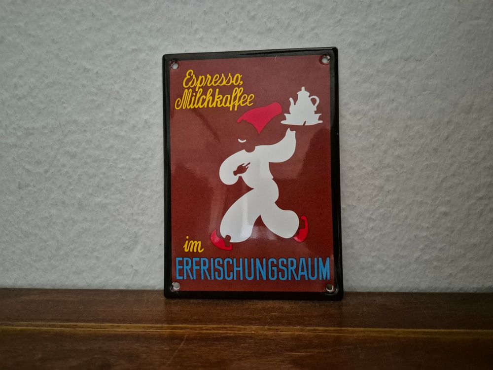 Emailschild Espresso Milch Kaffee Logo Emaille Schild Retro (Neu ...
