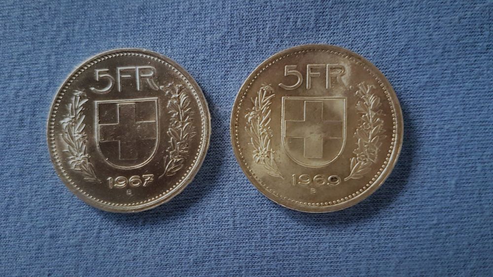 2 x 5 Franken Silbermünzen 60ger Jahre ab nur 1 Franken!! (D'occasion) à Camignolo pour CHF 16 ...