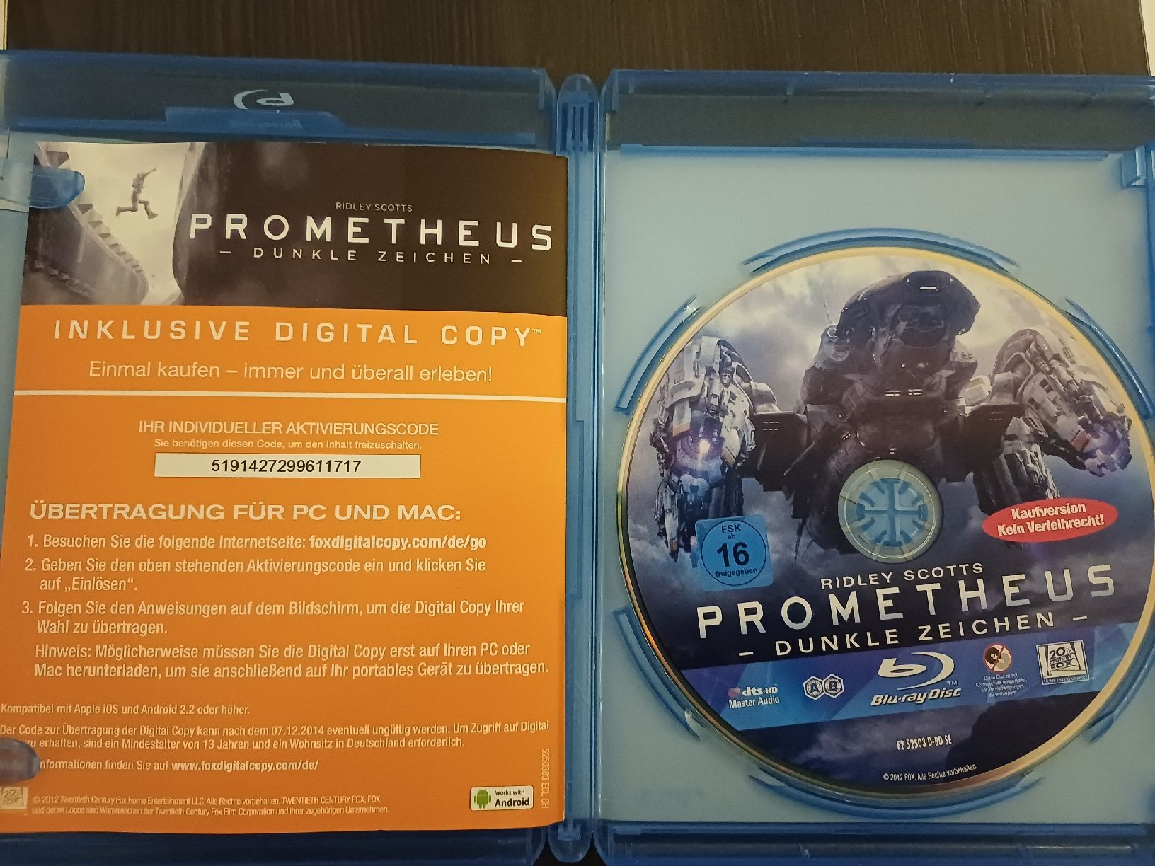 "Prometheus - Dunkle Zeichen" auf Blu-ray / Top Zustand (Neu (gemäss ...