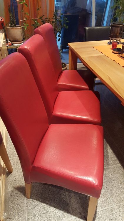 Esszimmer-Stühle Kunstleder rot 6 Stück (Gebraucht) in Krattigen für ...
