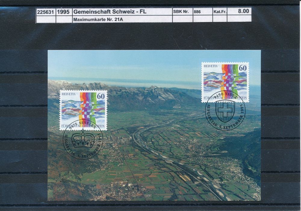 1995 Gemeinschaft "Schweiz - Liechtenstein", Maximumkarte | Kaufen auf Ricardo