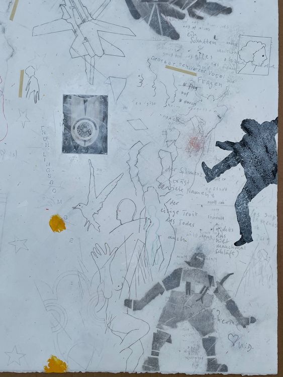 Urs Dickerhof (1941) grosse Mischtechnik Collage (Gebraucht) in Root für CHF 160 – mit Lieferung ...