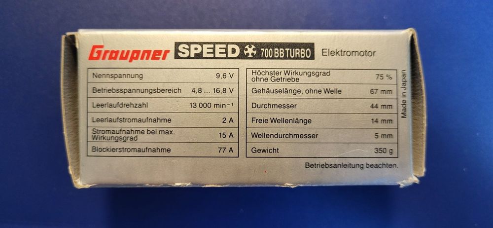 Elektromotor Graupner SPEED 700 BB Turbo 9.6 V (D'occasion) à Gossau ZH ...