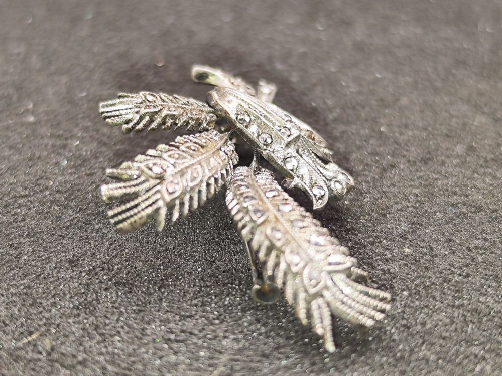 Art Deko 925er Silber Brosche mit Markasiten Meisterpunze (Gebraucht ...