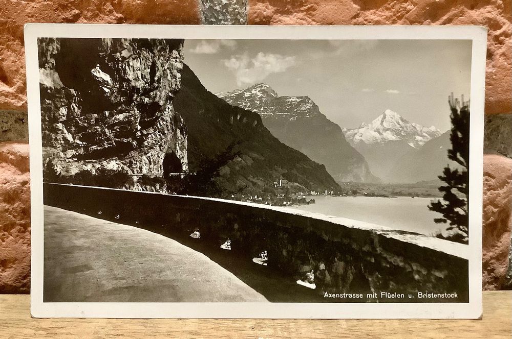 1938 Alte Foto AK Axenstrasse mit Flüelen & Bristenstock (Gebraucht) in Root für CHF 1 – mit ...