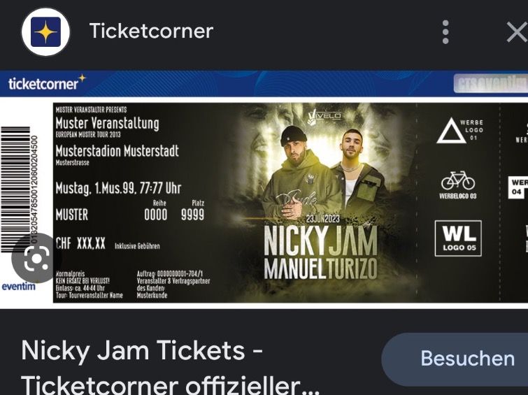 Nicky Jam und Manuel Turizo Ticket | Kaufen auf Ricardo