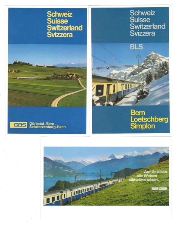 3 AK von alten Plakaten GBS und BLS Bern-Lötschberg-Simplon (Gebraucht ...