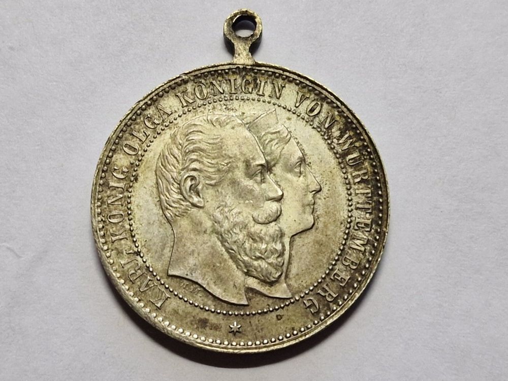 Silber Medaille Württemberg Karl und Olga 1889 Jubiläum. (Gebraucht) in ...