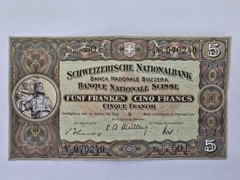 5 Schweizer Franken Note Neu Série 50E (Gebraucht) in Neuenhof für CHF ...