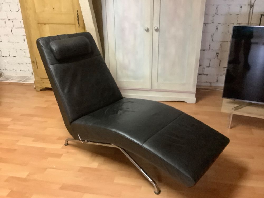 Schicke Leder-Liege / Relaxliege / Lounge Chromfüsse | Kaufen auf Ricardo