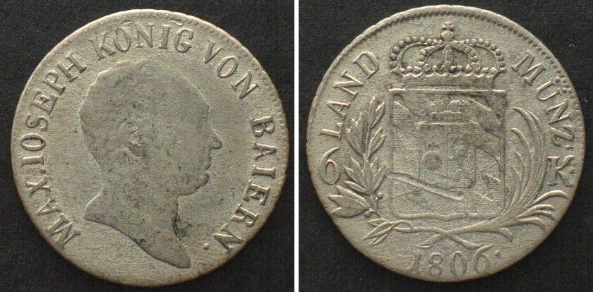 BAYERN 6 Kreuzer 1806 MAXIMILIAN I. JOSEPH Silber ss+ (Gebraucht) in ...