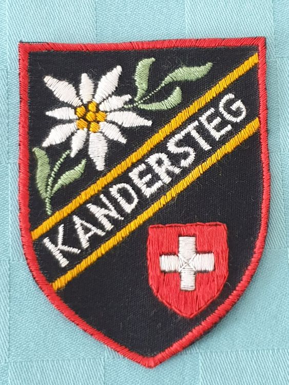 Vintage Badge Wappen KANDERSTEG Blume ST. GALLER STICKEREI (Gebraucht ...