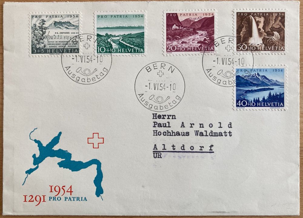 FDC Pro Patria 1954 illustriert P3, ET BERN SBK 200 Fr. (Gebraucht) in Flawil für CHF 39 – mit ...