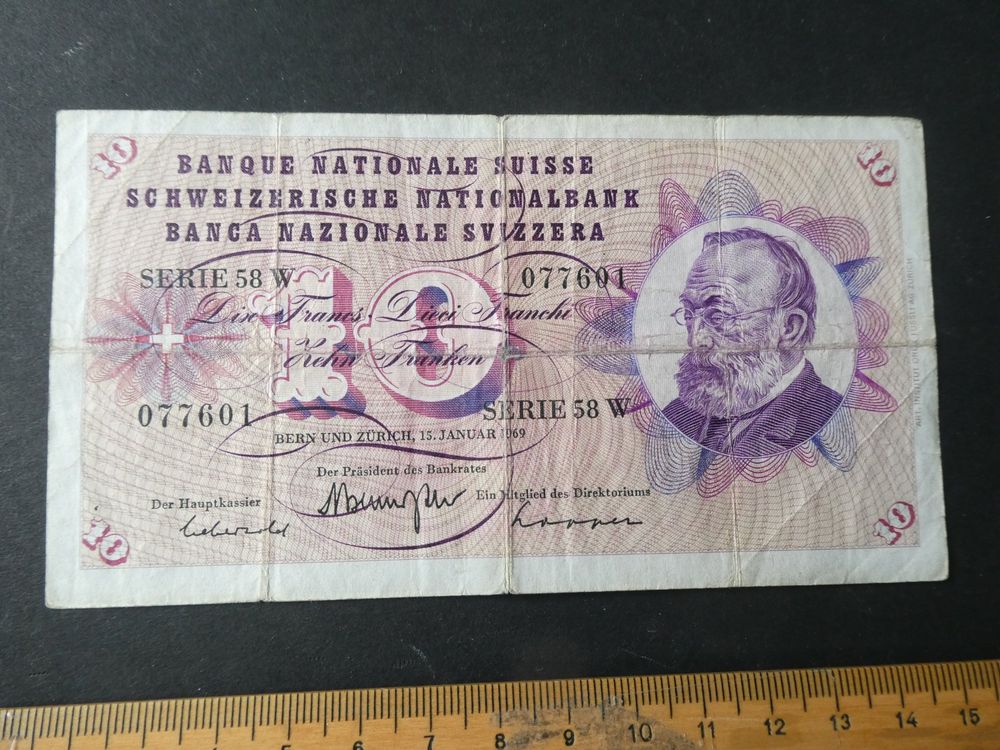 Schweiz 1969, 10 Franken (Gebraucht) in Hinterforst für CHF 3 – mit Lieferung auf Ricardo kaufen