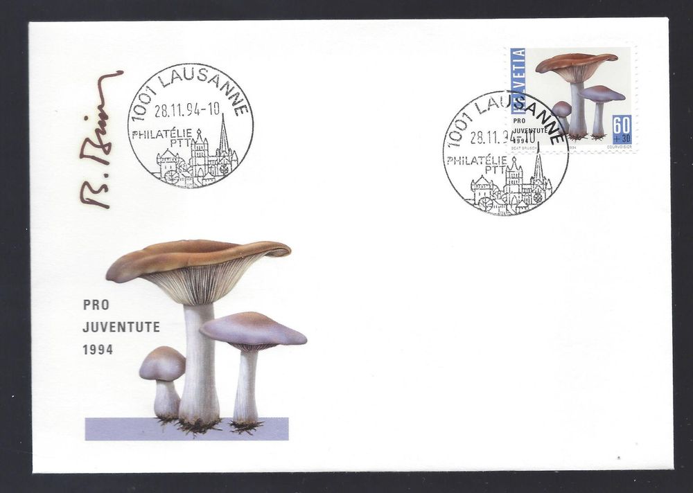 FDC PJ 1994 signée par l'illustrateur du timbre Beat Brüsch (Gebraucht ...