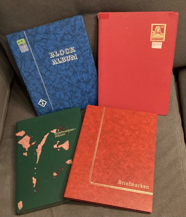 4 Stk. CH Briefmarkenalben, Dubletten, Viererblocks etc. (Gebraucht) in Münchwilen AG für CHF 41 ...