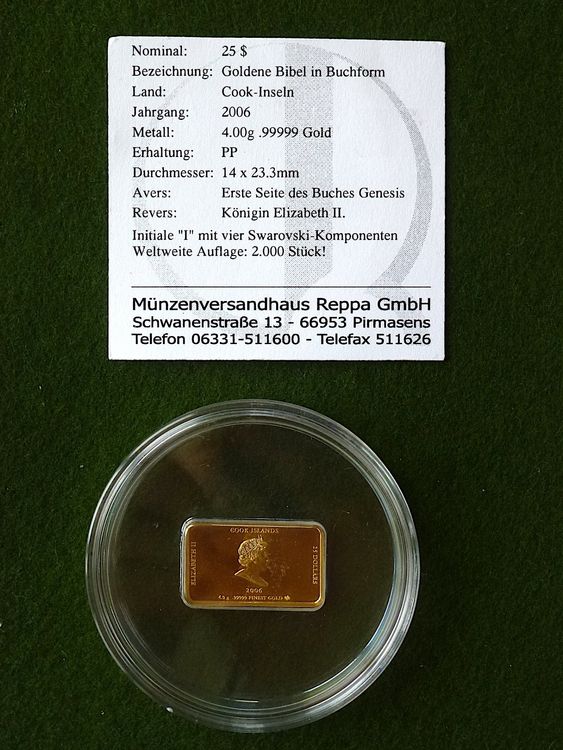 25$ Goldmünze 4g Goldene Bibel in Buchform 2006 (Gebraucht) in Zürich ...