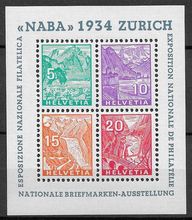 1934: NABA-Block Zürich Nr.W1 ** (Gebraucht) in Walperswil für CHF 90 – mit Lieferung auf ...