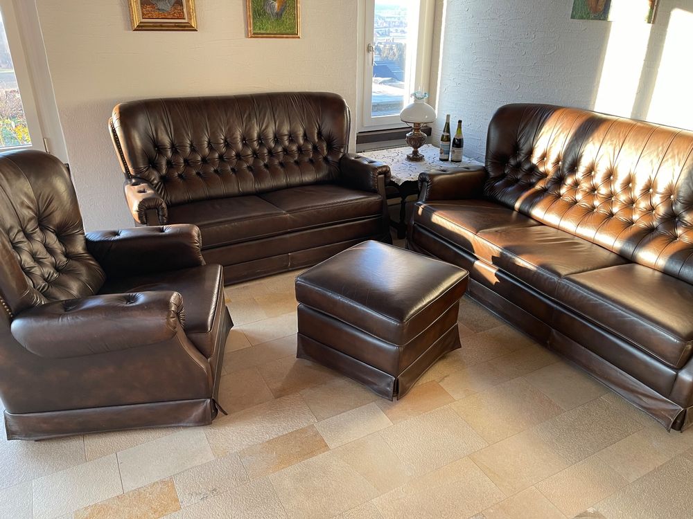 Echtleder Lounge Sofa + Sessel + 3er Sofa + Hocker (Gebraucht) in Küssnacht am Rigi für CHF 302 ...