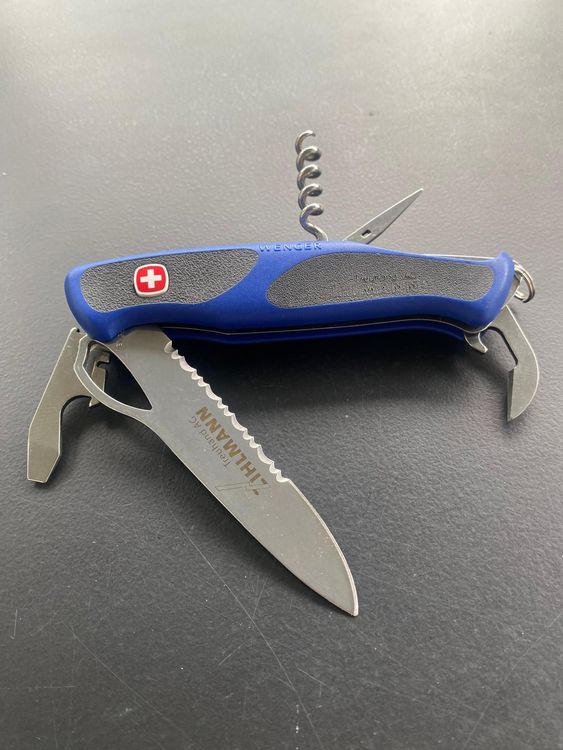 Grosses Wenger Messer (130mm) mit blauen Schalen, selten (Neu (gemäss ...