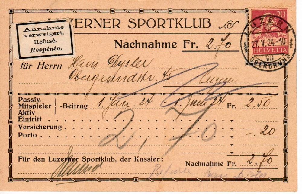 PK, Luzerner Sportklub 1924 (Gebraucht) in Wolhusen für CHF 4 – mit ...