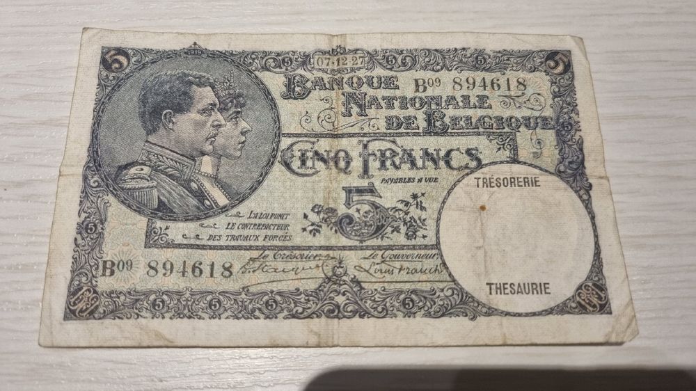 Collection: Billet de 5 francs Belge, année 1941! (D'occasion) à ...