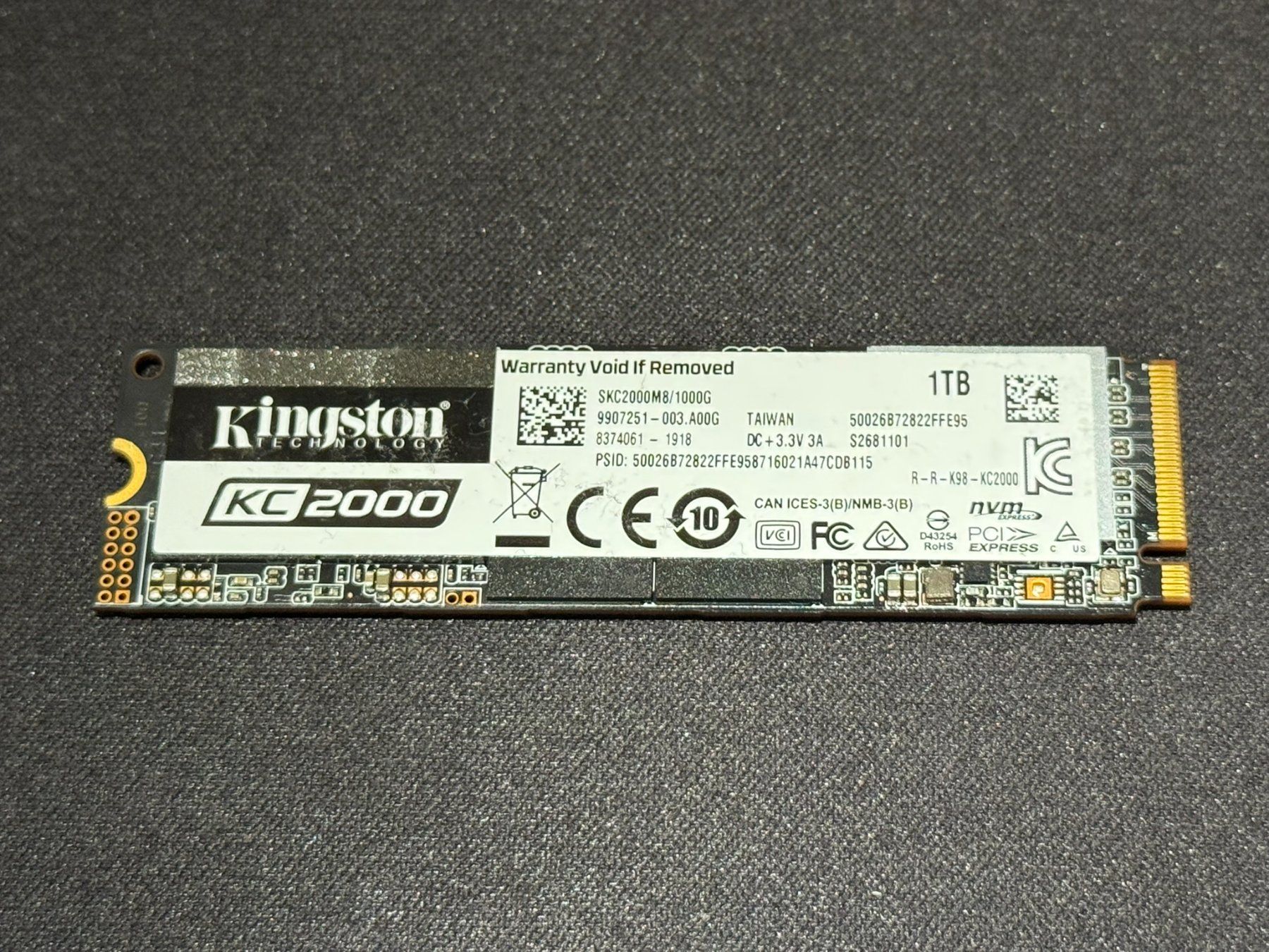 Kingston KC2000 1TB SSD, PCIe3 NVMe, M.2 2280, 98% Health (Gebraucht ...