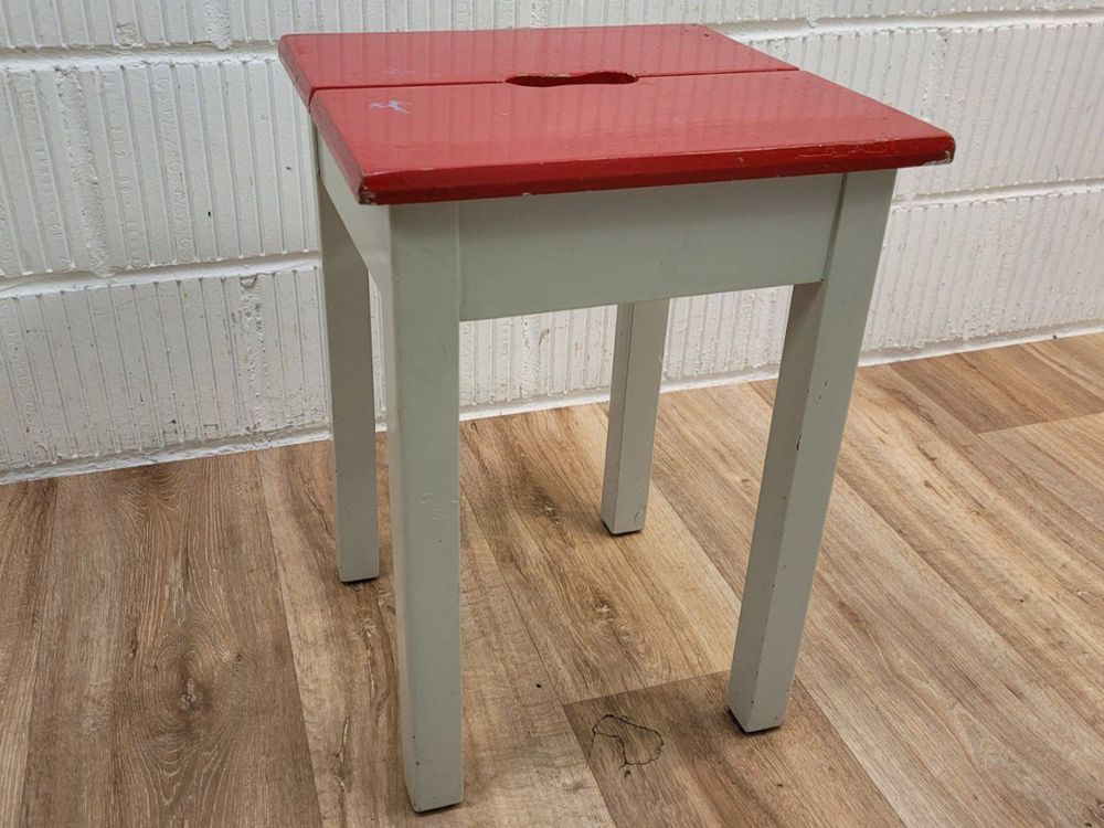1960 J Hocker Rot Grau Holzhocker Küchenhocker Taburettli | Kaufen auf ...