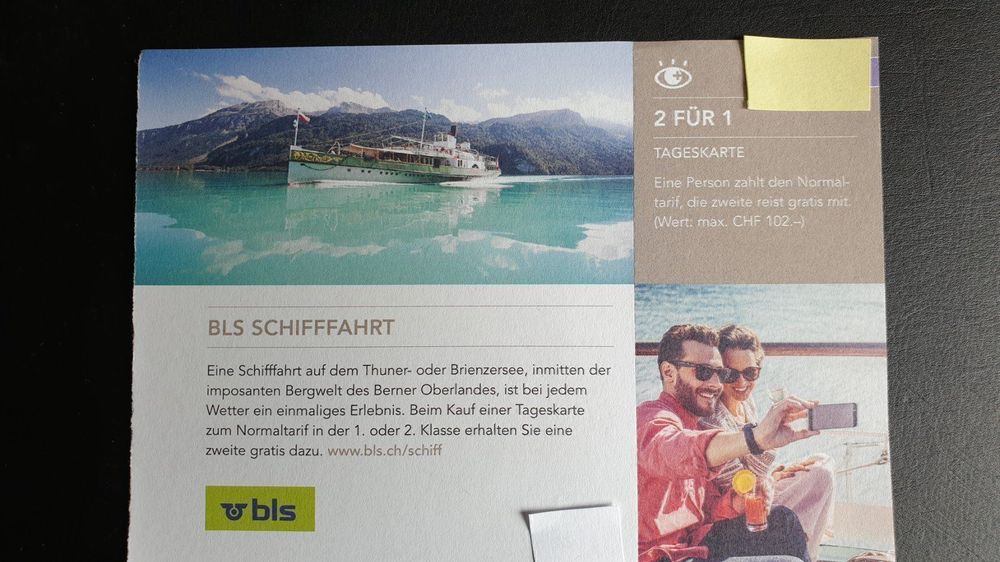 BLS Schifffahrt 2 Für 1 Tageskarte | Kaufen auf Ricardo