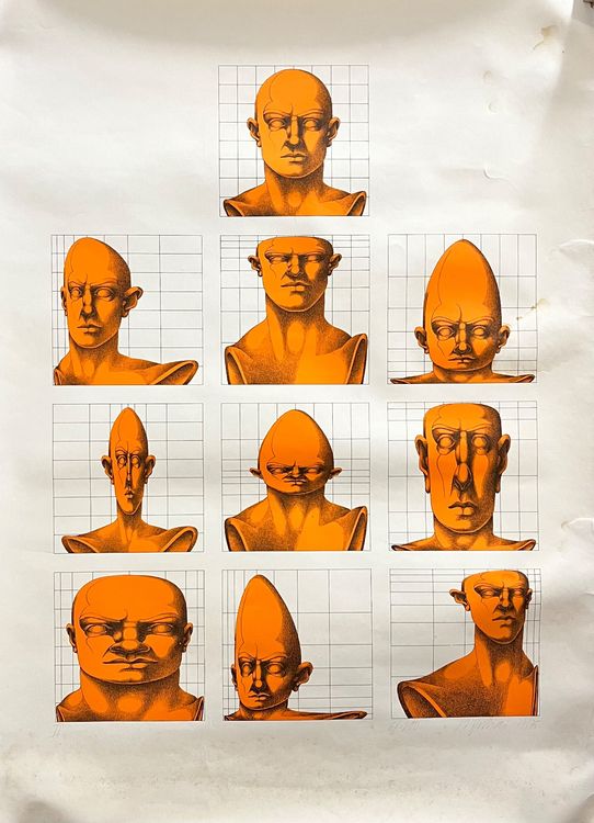 Sehr Intressante Lithographi mit Gesichter Unl. Sig. (Gebraucht) in ...