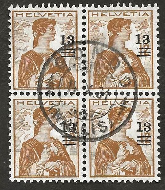 Schweiz Viererblock 1915 GONDO WALLIS FM 133 Katalog 100.- (Gebraucht) in Au ZH für CHF 6 – mit ...