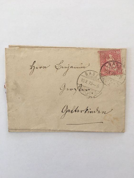 Antike Briefmarke, CH, Sitzende Helvetia, gestempelt 1875 (Gebraucht ...