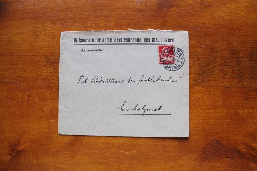 1926 Brief, Hilfsverein für arme Geisteskranke Kt.Luzern (Gebraucht) in ...
