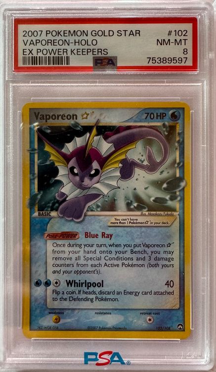 Pokémon PSA 8 Vaporeon Gold Star EX Power Keepers 2007 ENG | Kaufen auf Ricardo