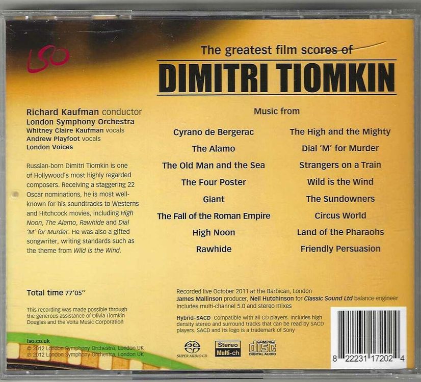 Dimitri Tiomkin - The Greatest Film Scores - SACD (Gebraucht) in Genève ...