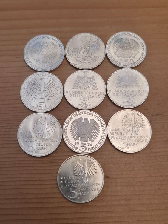 DE-10x5 D-Mark Silber div.Jahrgänge Zustand gemäss Bilder (Gebraucht ...