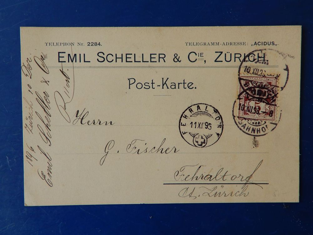 1896, 5 Rp WZ bräunlichlila Emil Scheller & Cie Zürich | Kaufen auf Ricardo