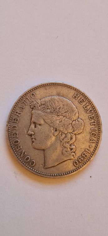 Schweizer 5 Franken Münze 1890 (Gebraucht) in Agarn für CHF 390 – mit ...