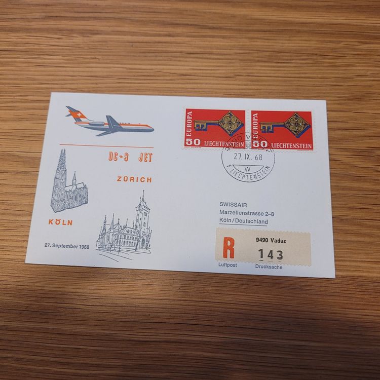 Luftpost Zürich - Köln 1968 Vaduz (Gebraucht) in Biel/Bienne für CHF 1 – mit Lieferung auf ...