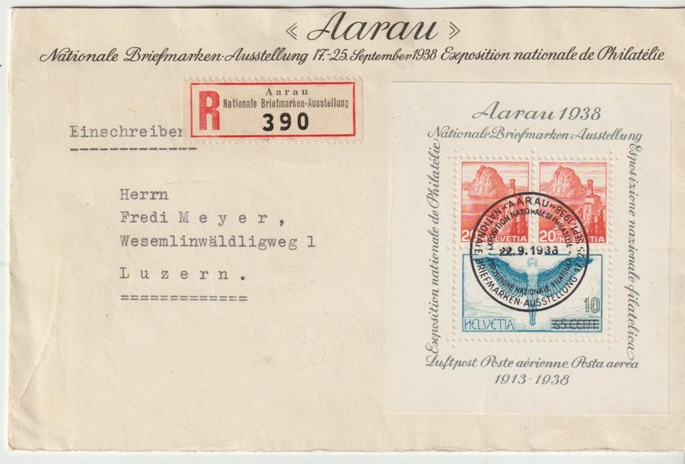 R Brief mit Aarauer Block 1938 | Kaufen auf Ricardo