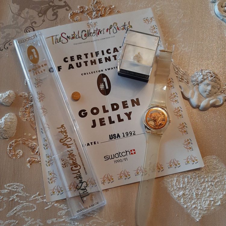 SWATCH GOLDEN JELLY USA MIT GOLD IN QUARZ CALIFORNIA MINE (Neu (gemäss ...
