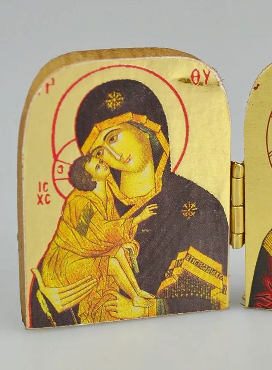 Religiöse Ikone Diptychon Heilige Familie & Christus Pantokr (Neu und originalverpackt) in ...