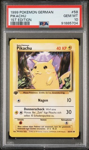 Pikachu Base Set (Basis Set) #58 1. Edition PSA 10 ab 1CHF!! | Kaufen ...
