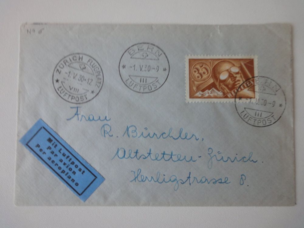 125.) 1930 - Luftpost Bern / Zürich / 35 Rp. Helvetia | Kaufen auf Ricardo