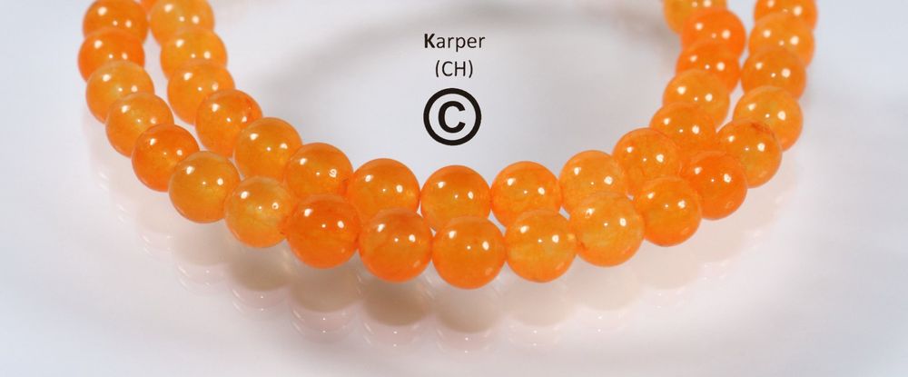 Jade, Orange, Strang / Rang Jade, Orange 8 mm, 34-35 cm (Neu und ...
