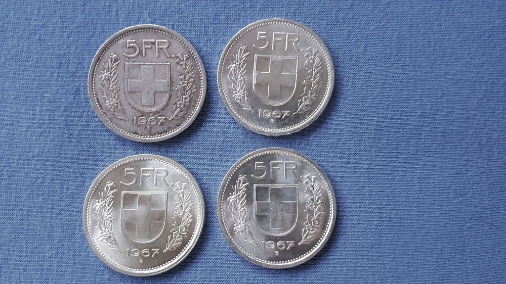 4 x 5 Franken Silbermünzen Jahrgang 1967 ab nur 1 Franken !! (Gebraucht) in Camignolo für CHF 37 ...