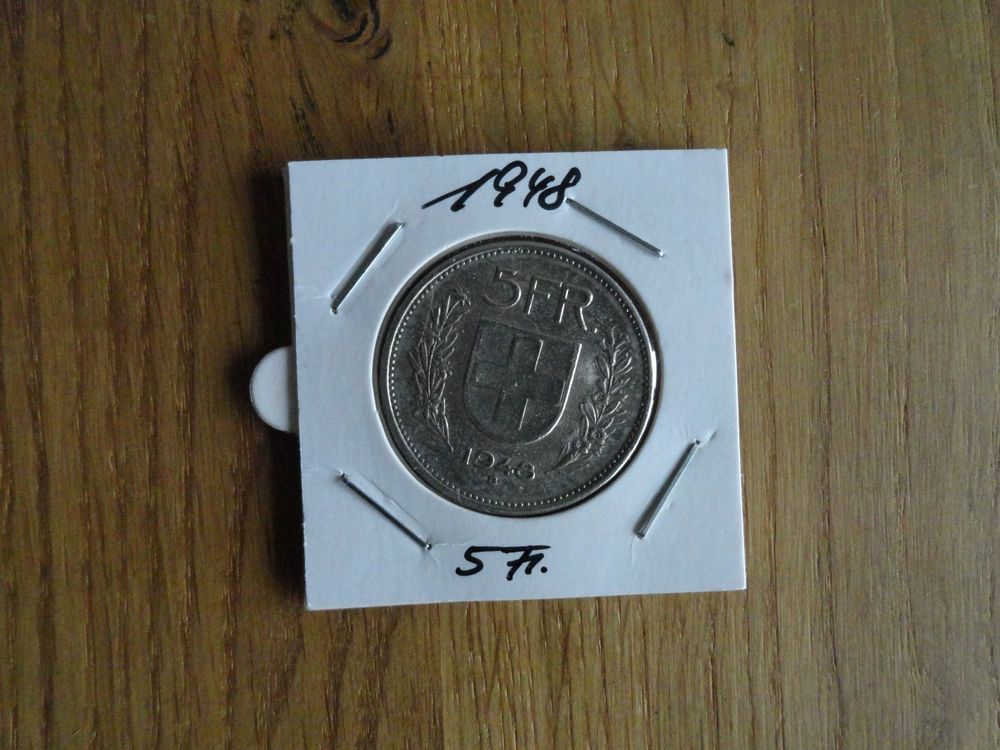 5 Franken 1948 - Silber - Top Zustand! Sammlerstück (Gebraucht) in ...