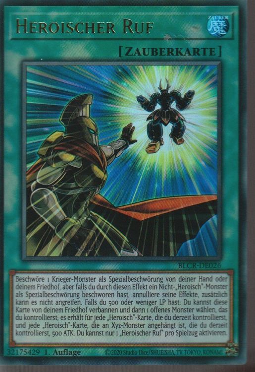 TCG YU-GI-OH! BATTLES OF LEGEND BLCR DE 026 Heroischer Ruf (Neu (gemäss ...