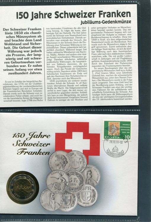 2000 Numisbrief 150 J. Schweizer Franken (Gebraucht) in Winterthur für CHF 12 – mit Lieferung ...